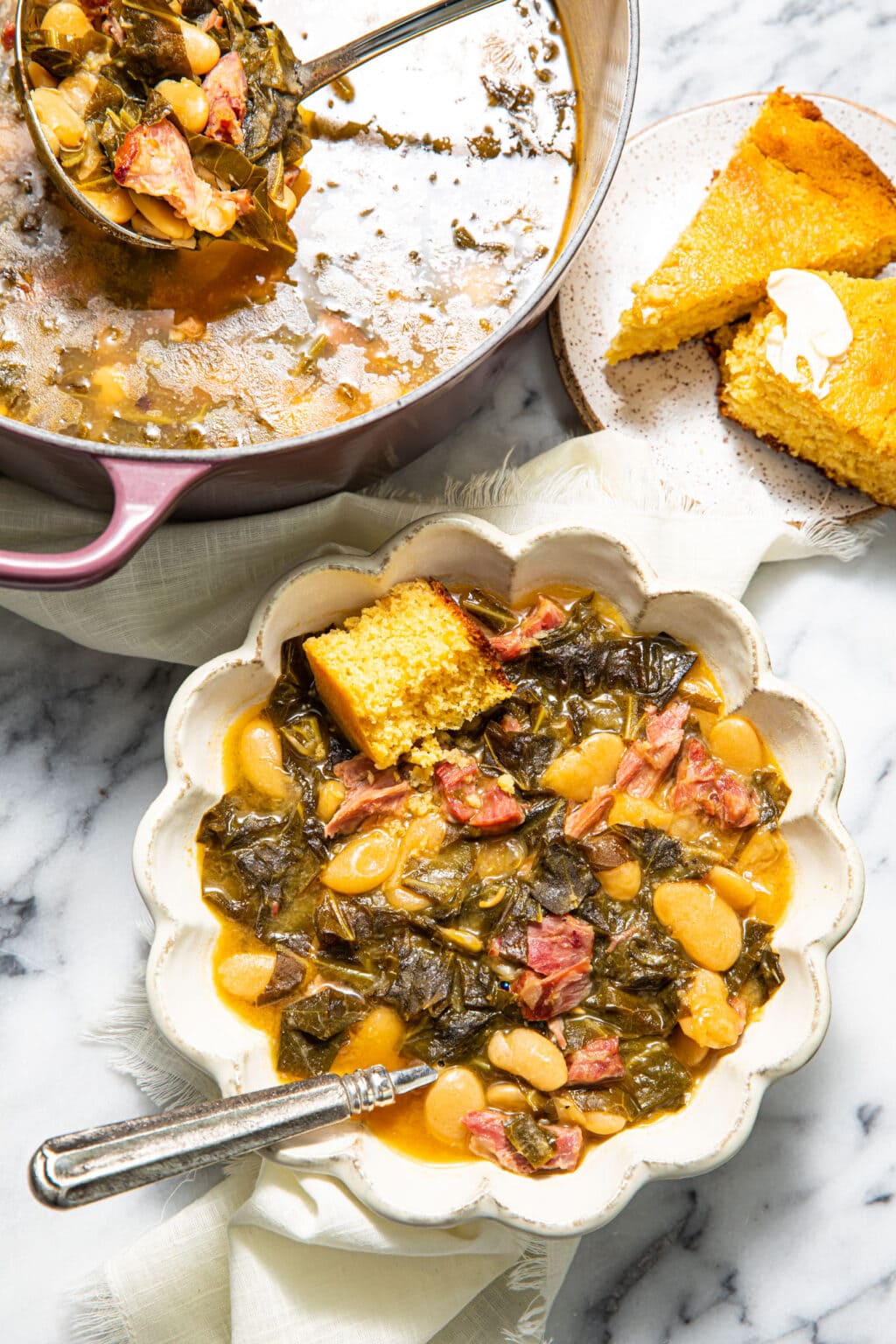 Collard Greens Soup With Beans and Ham - Butter Be Ready