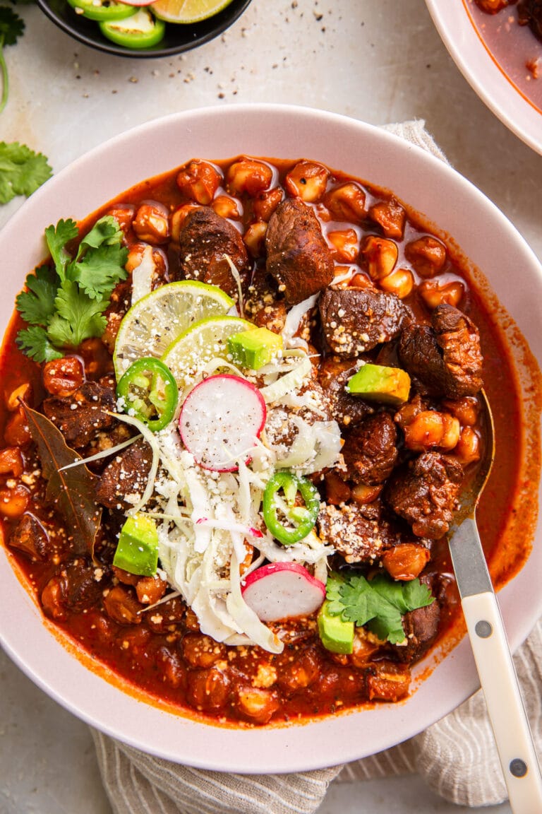 Pozole Rojo (Authentic Mexican Pork & Hominy Stew) - Butter Be Ready